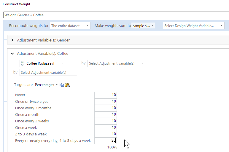 How to Configure a Weight from Variable(s) – Q Help