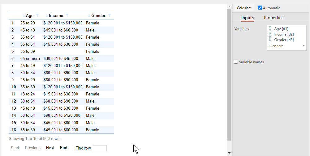 How to Create a Table of Raw Data Values – Q Help